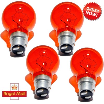 4x 60W STATUS Red Fireglow GLS LIGHT BULBS For flame Effect Electric BC ...