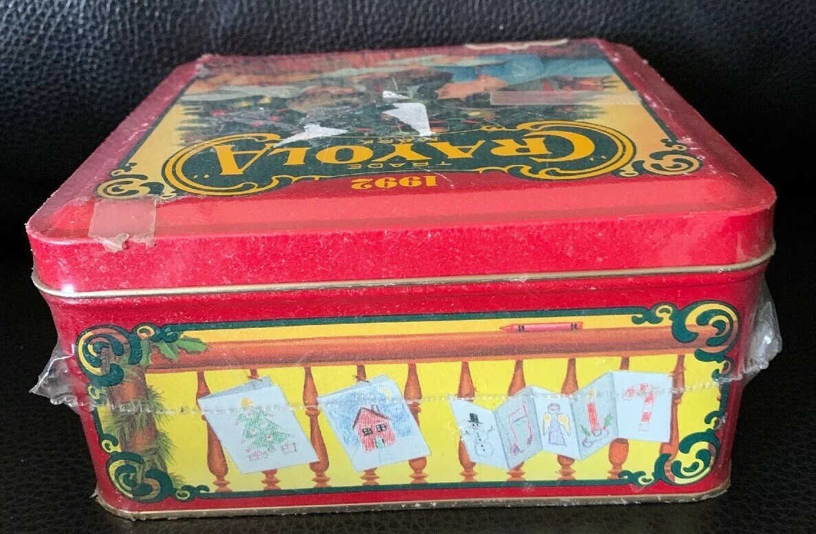 Crayola Nostalgic Collectors Tin Box 64 Crayons Coloring Holiday 1992 ...