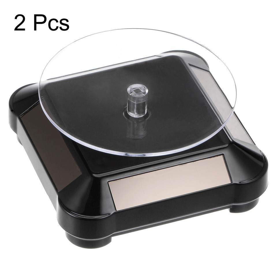 2pcs Solar Display Stand Turntable 360° Rotating Double Use ABS Black ...