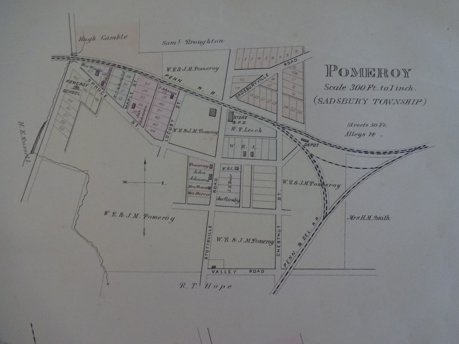 HISTORIC 1883 Map of the Plan of Chatham & Pomeroy, PA-Property ...