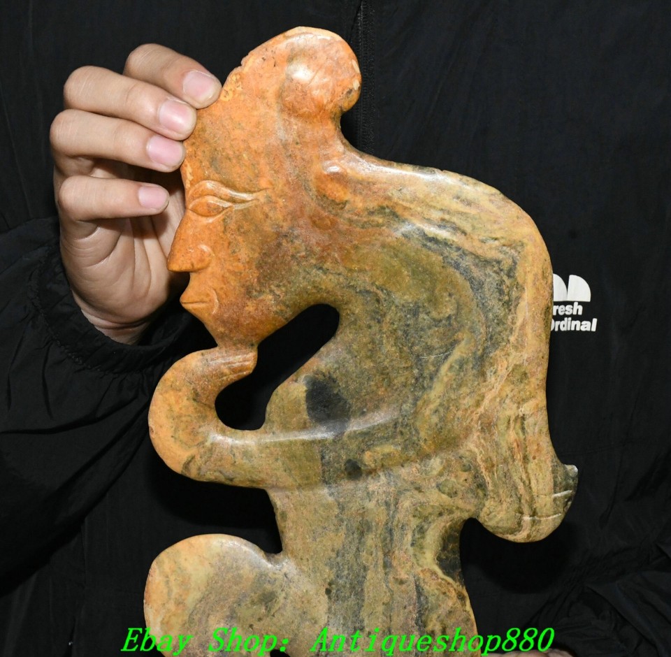 15''Chinese Hongshan Culture Hetian Jade Carving People Person Yubi Yu ...