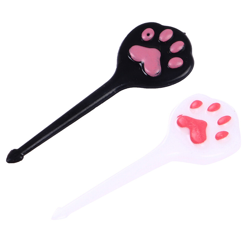 8pcs Animal cat paw Fruit Fork Mini Cartoon Children Snack Cake Pick ...