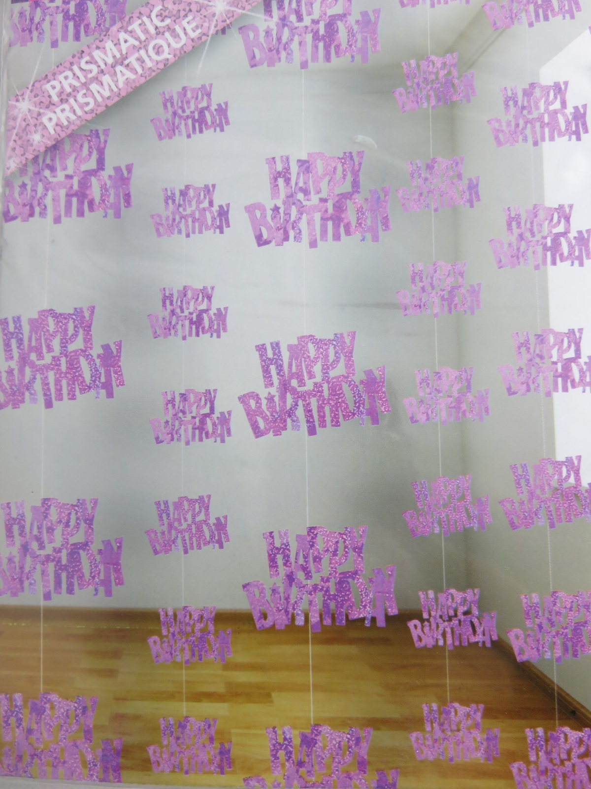 Pack of 6 Happy Birthday Party Pink Glitz Hanging Prismatic Strings ...