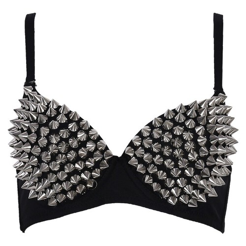 Hot Sexy Tone Gathers Punk Spike Stud Rivet Bra Club Women Hiphop Party ...