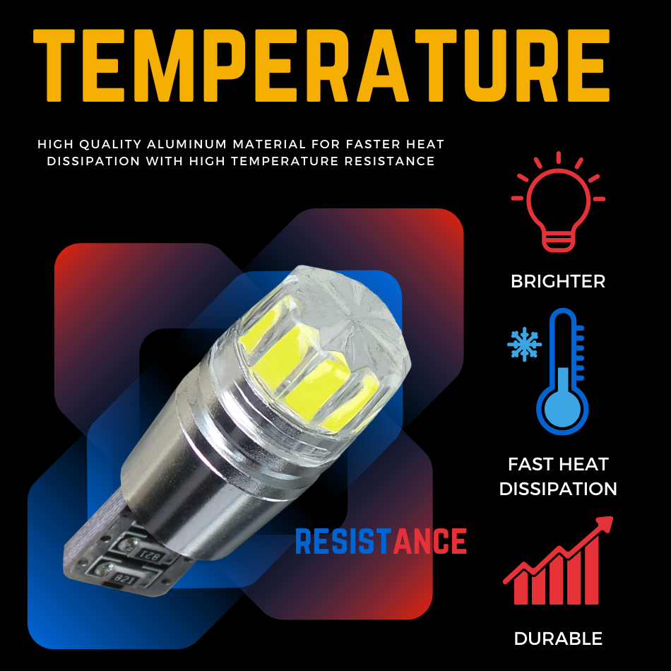 T10 Car Led 501 Side Light Bulbs Smd Error Free Canbus Xenon White W5w ...