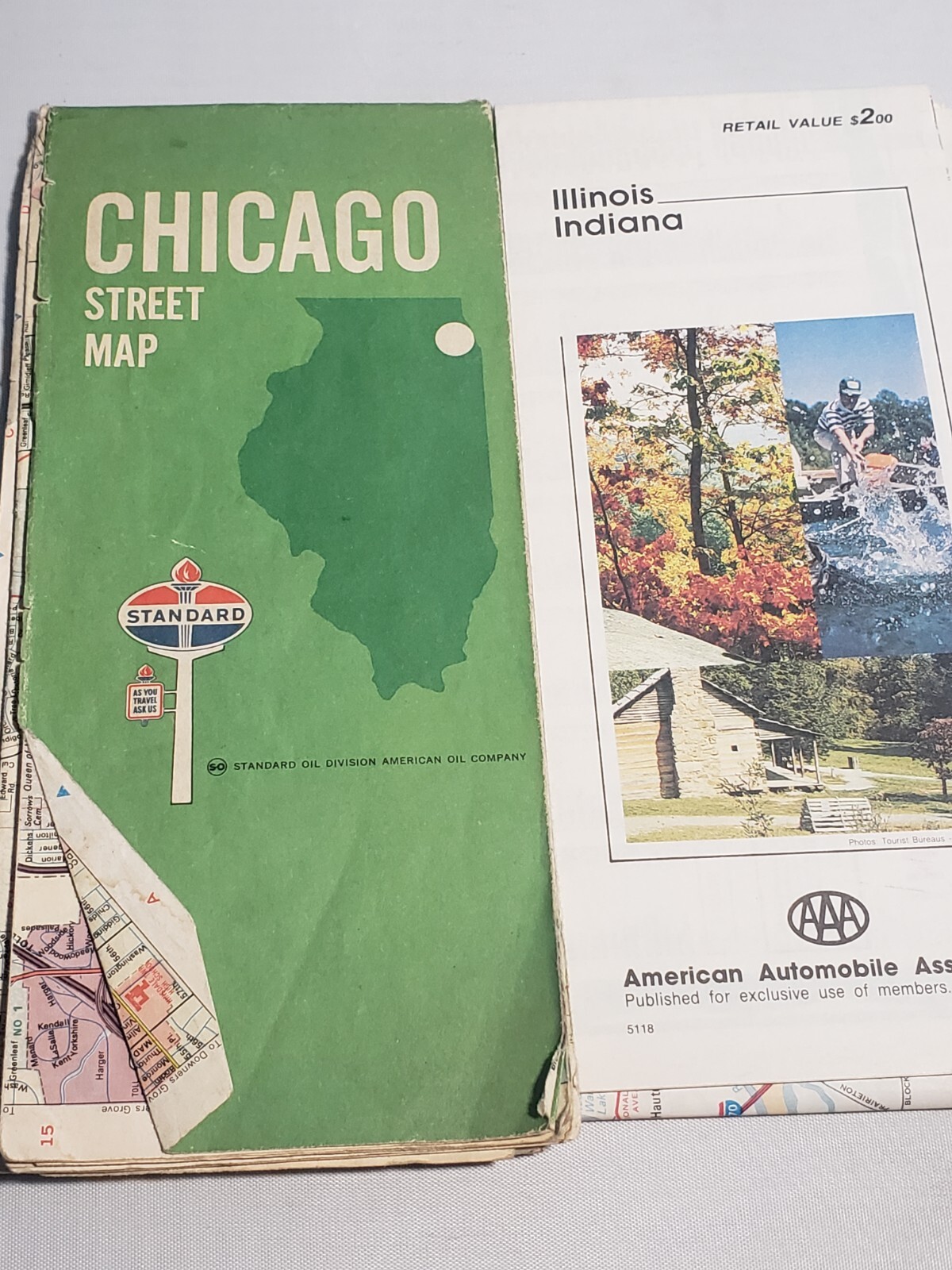 1983 Edition AAA Illinois Indiana Travel Road Map/ 1969 Chicago Street ...