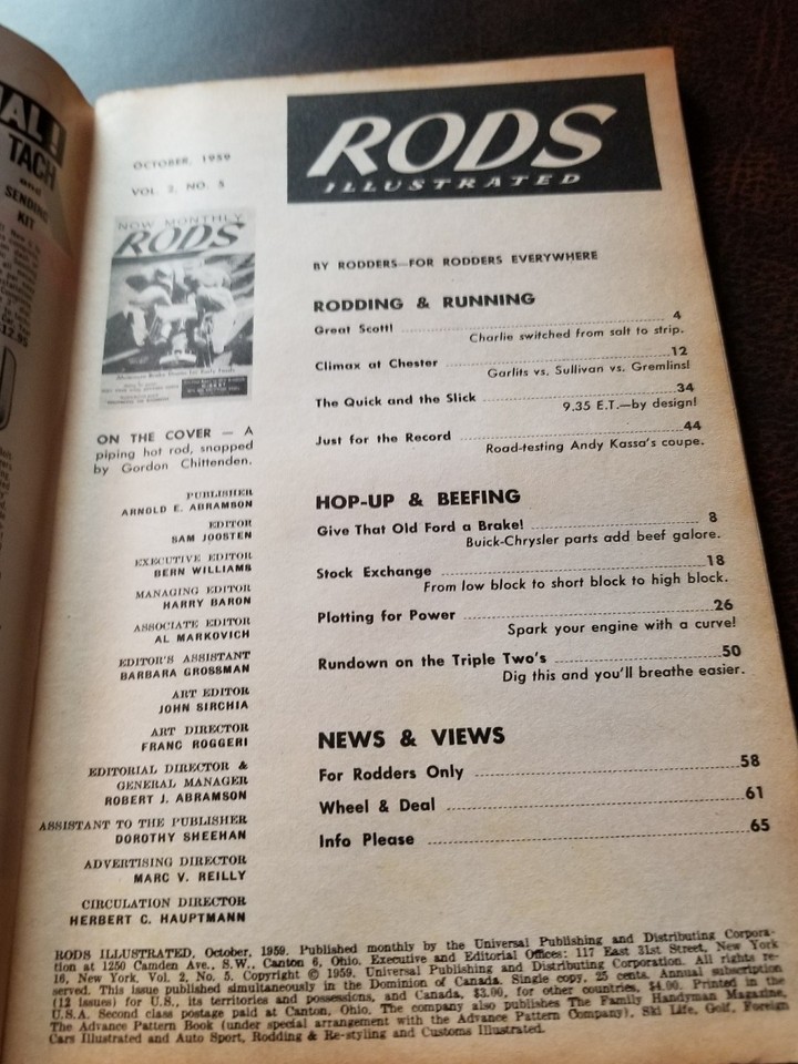OCTOBER 1959 RODS ILLUSTRATED STREET ROD HOT ROD RATROD MAGAZINE | eBay