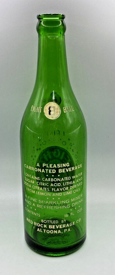 Vintage 8 Ball 16 oz. Green Soda Bottle Red Rock Beverage Co. Altoona ...