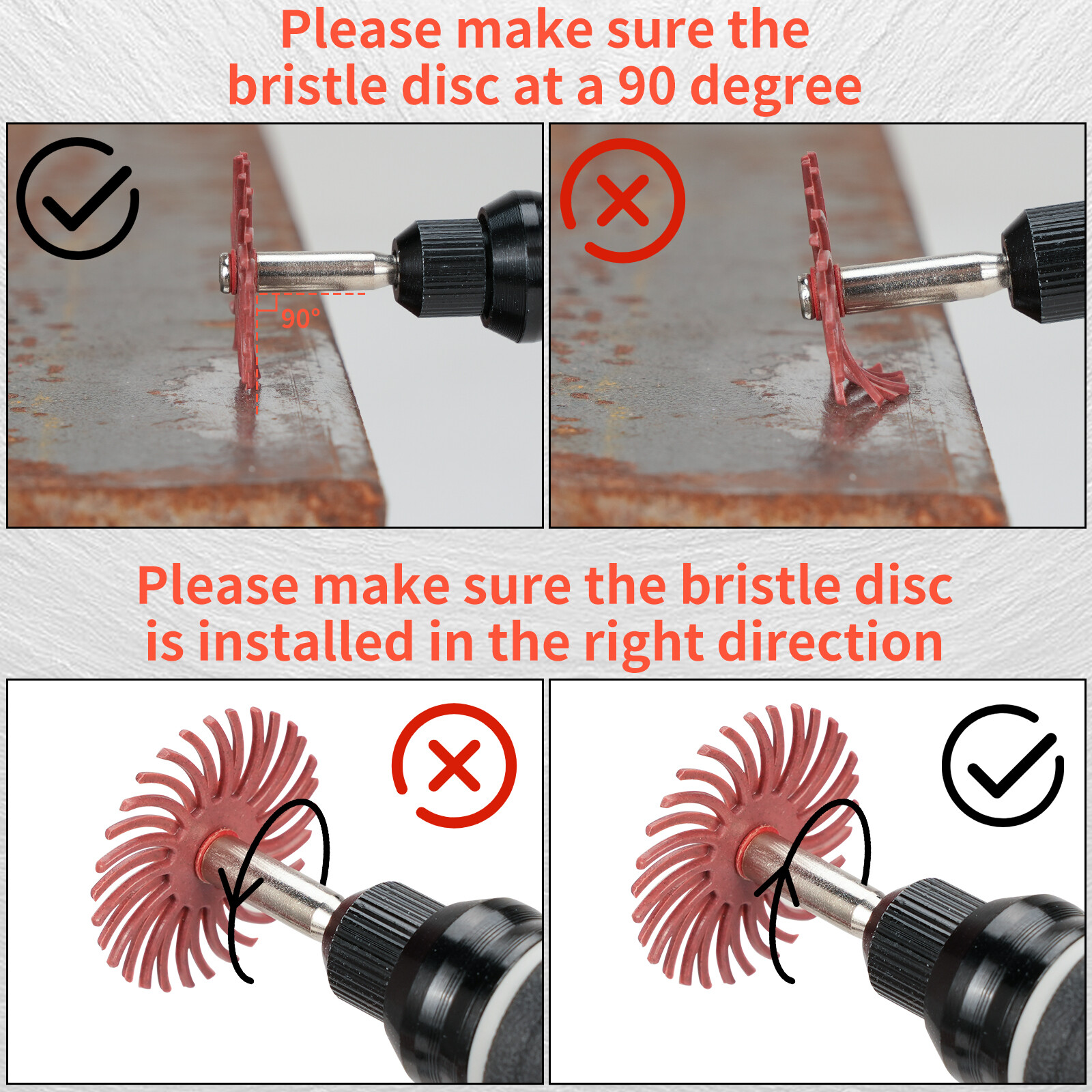 66Pc 1 Inch Bristle Disc With 2.35/3mm Mandrel Cleaning Abrasive For ...