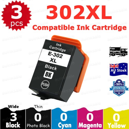3X Compatible 302XL Black Ink Cartridges for Epson XP6000 XP6100 XP ...