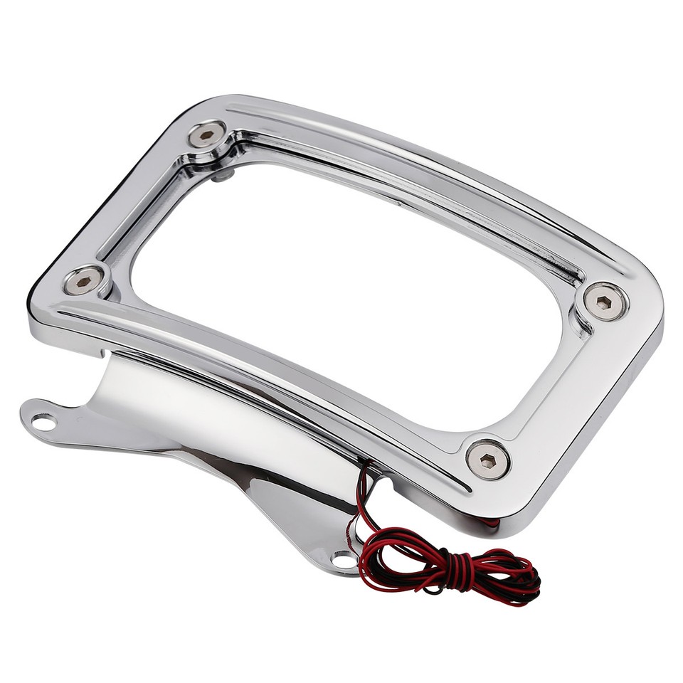 Curved Laydown License Plate Mount Frame Light For Harley Road King ...
