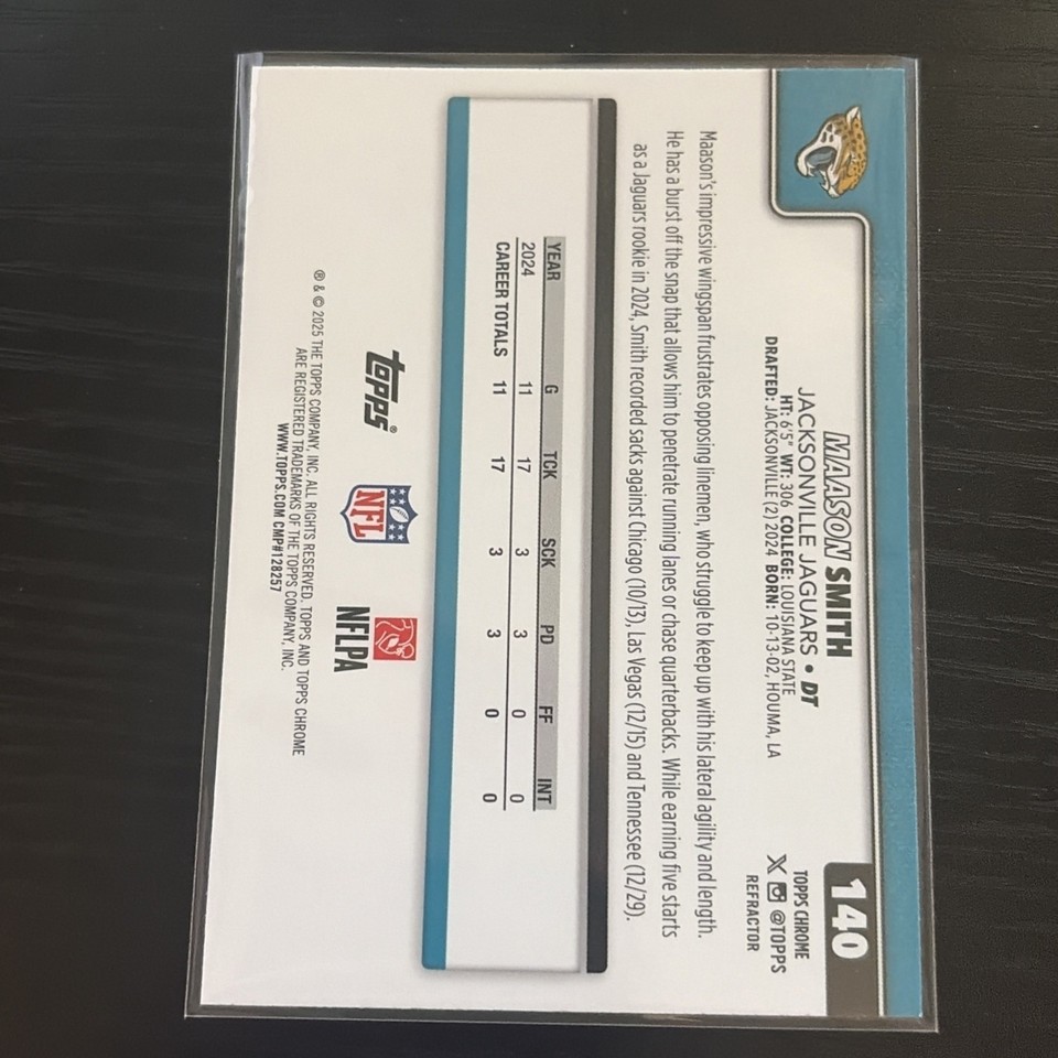 2025 Topps Chrome Football - Maason Smith #140 - Refractor - Jaguars | eBay