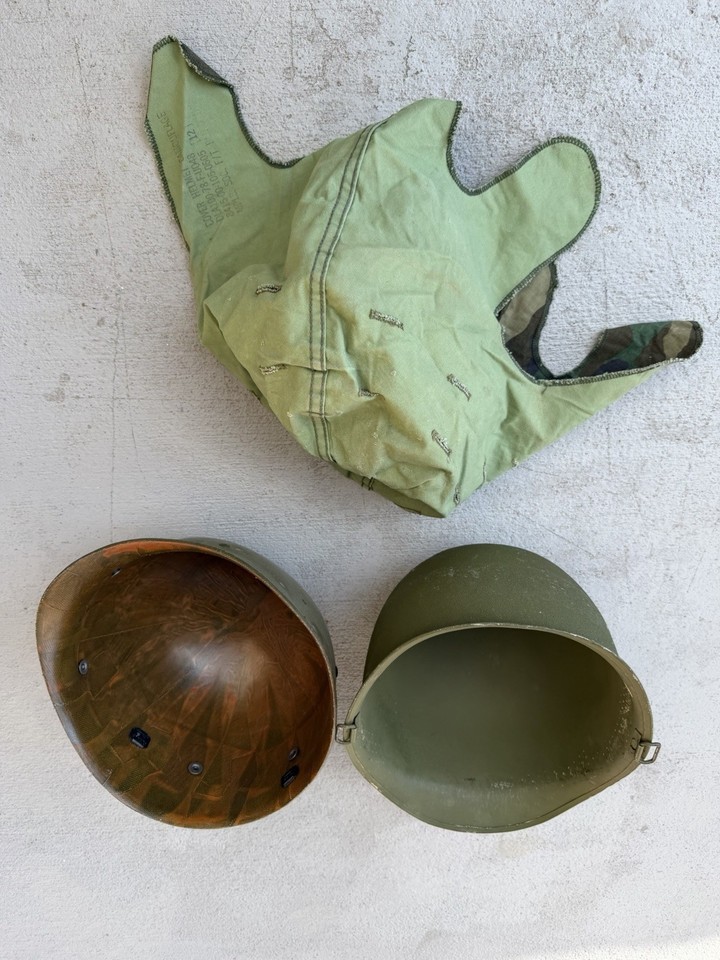 US Military Issue Vietnam Era M1 Steel Pot Helmet with Liner Camouflage ...