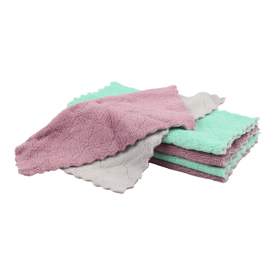 25x25cm Double Sided Coral Fleece Dishcloth for Easy For Kitchen Wiping ...