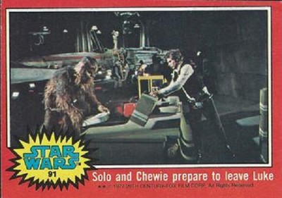 1977 Topps Star Wars Ser 2 Red #91 Solo And Chewie Prepare To Leave ...