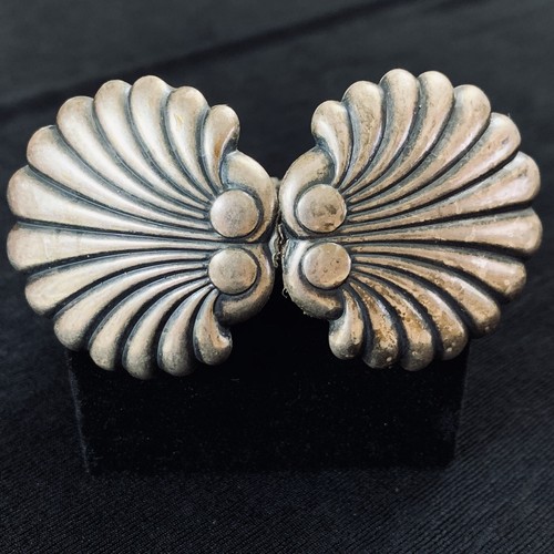 Vtg Clam Shell Hinged Bangle Clamper Bracelet Wide Silver Tone | eBay