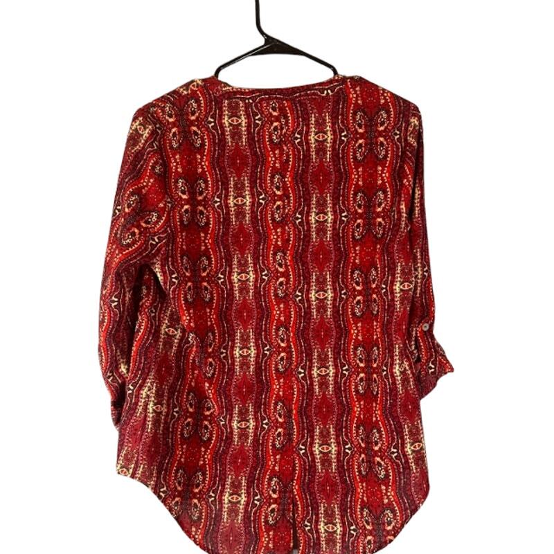 Sanctuary Red Paisley Long Sleeve Retro Casual Button Down Blouse Women Sz S | eBay