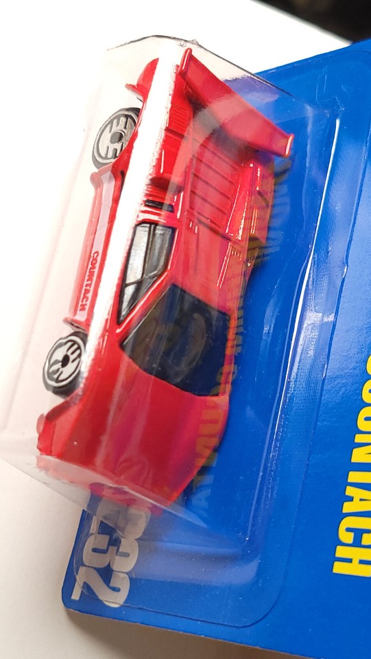 Hot Wheels Lamborghini Countach red #232 silver UH black windshield | eBay