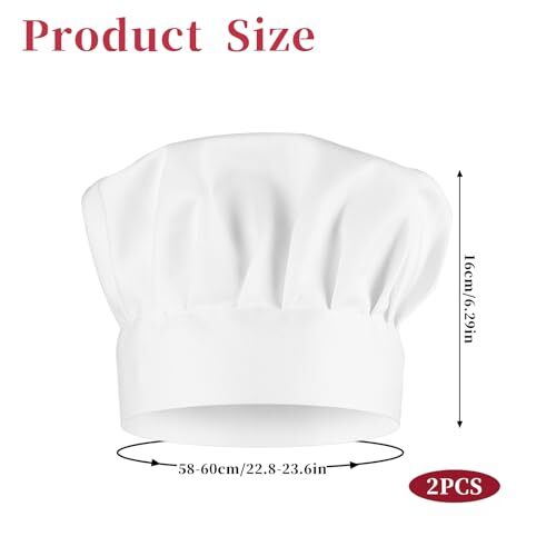 2PCS Chef Hat Adjustable Elastic Baker Kitchen Cooking Chef Cotton Red ...