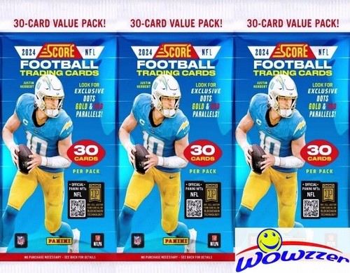 (3) 2024 Panini Score Football HUGE EXCLUSIVE JUMBO FAT CELLO Pack-90 ...