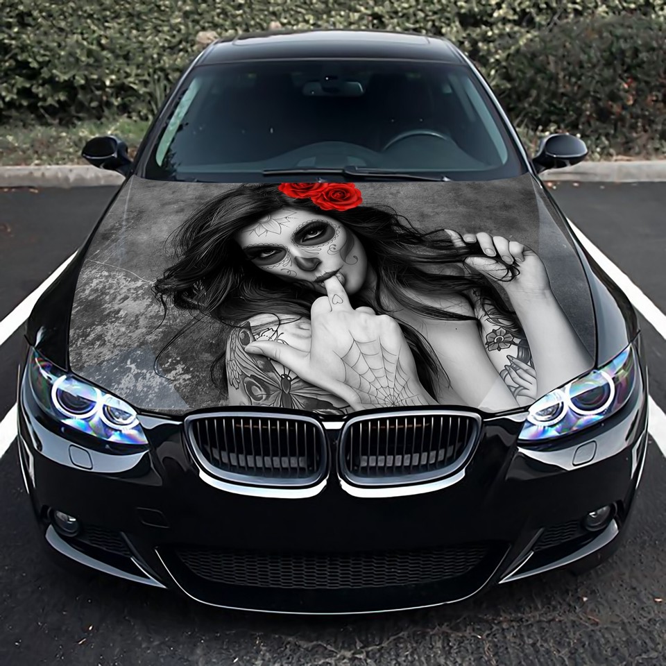Sugar Skull Girl Hood Wrap Decal Vinyl Film Sticker Graphic Fit Any Car ...