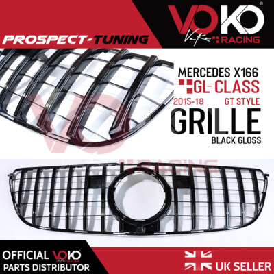 NEW MERCEDES GLS CLASS X166 GRILLE PANAMERICANA GT STYLE GLOSS BLACK 16 ...