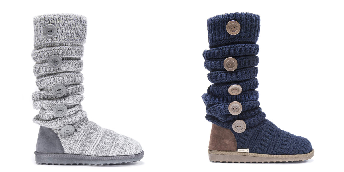 Muk Luks Women's Angel Faux Fur Lined Side Button Knit