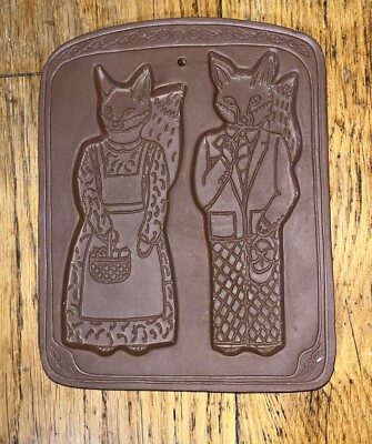 Hartstone Stoneware Shortbread/Cookie Mold FOX FAMILY Husband & Wife ...