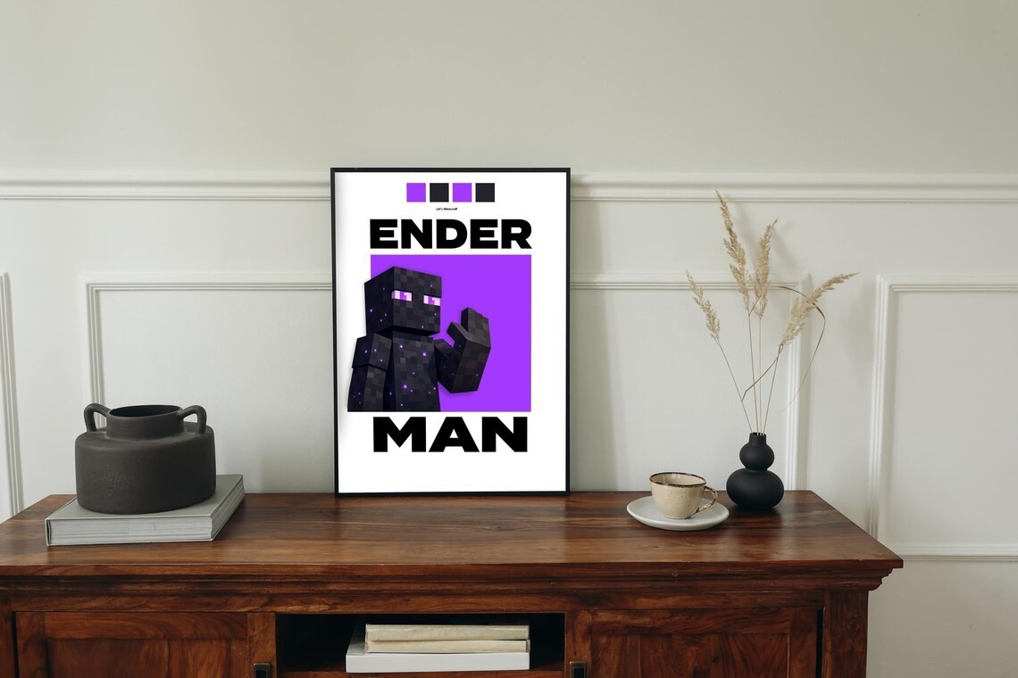 Minecraft Enderman Print Minecraft Poster - Printable Wall Poster for ...