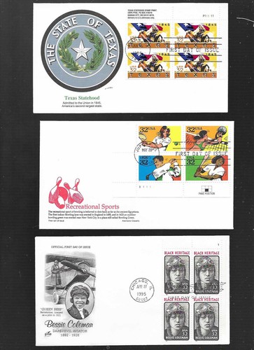 US FDC FIRST DAY COVERS 1991 TO 1995 COLLECTION LOT OF 25 PLATE BLOCKS ...