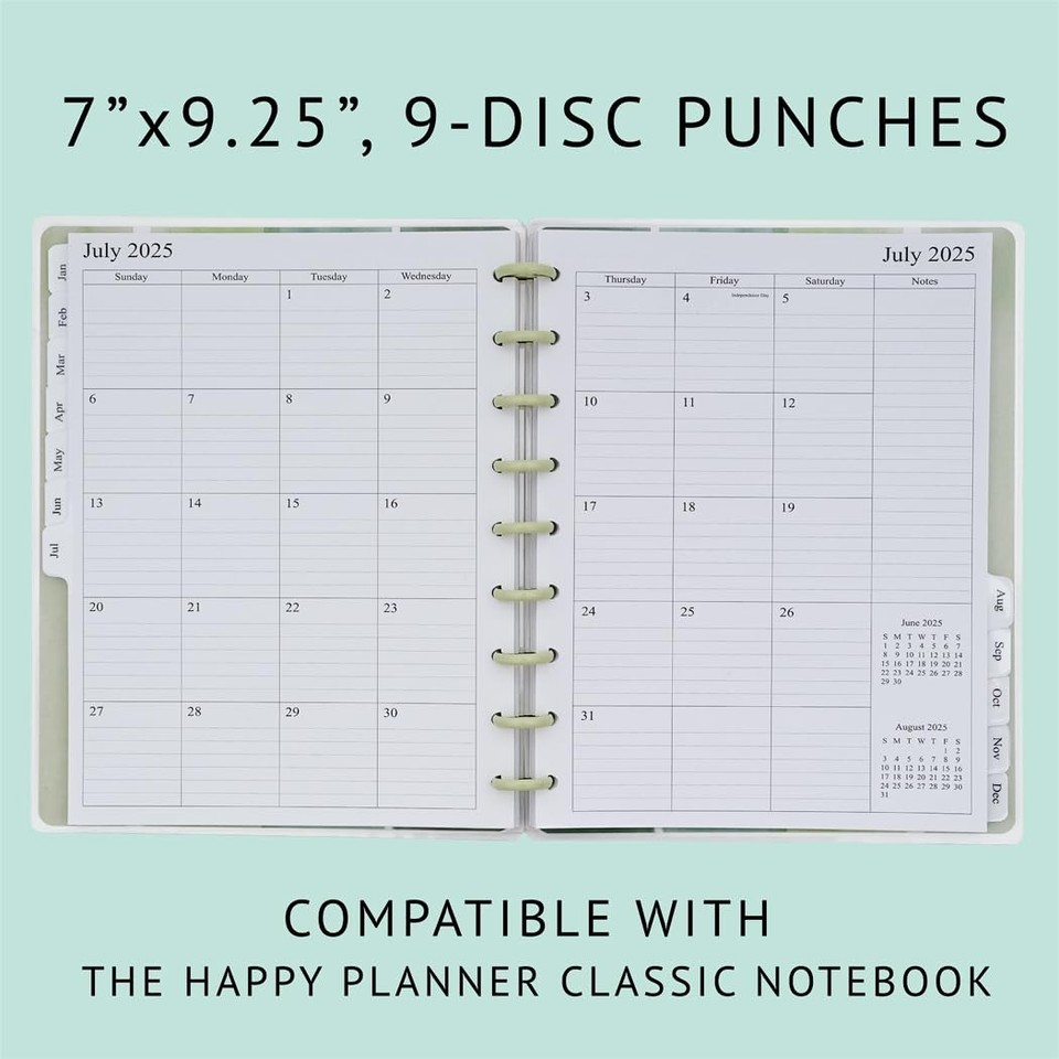 2025-2026 Planner Refills for Happy Planner Classic Size, Monthly Pages ...
