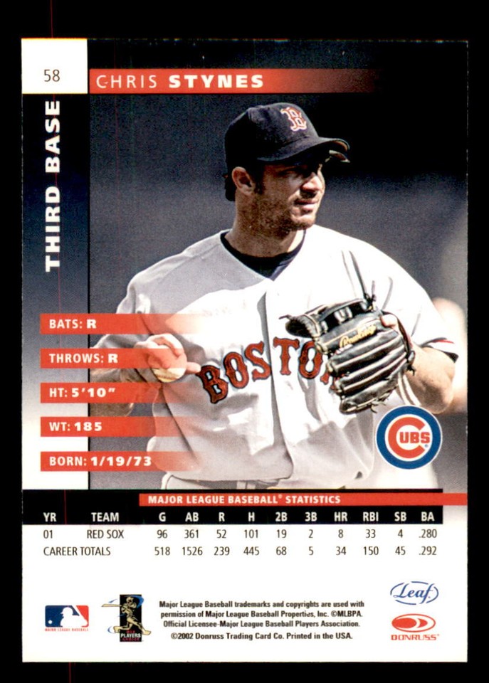 2002 Leaf #58 Chris Stynes Chicago Cubs | eBay