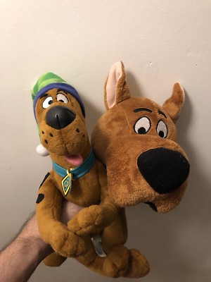 Lot 2 SCOOBY DOO SCRAPPY 1999 Xmas Hat Plush Dog Six Flags Toy Doll ...