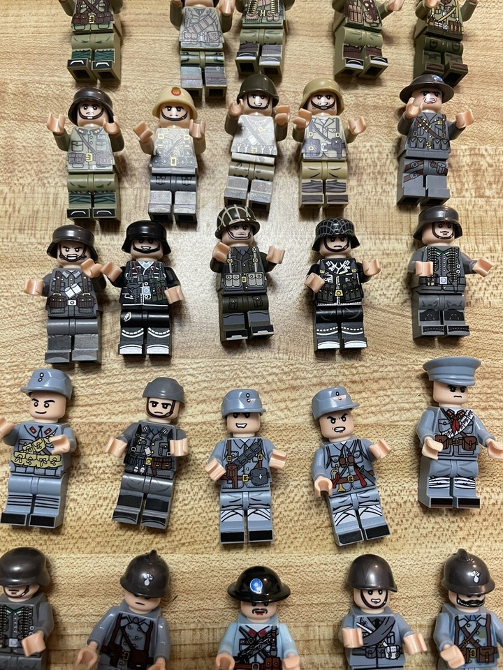 Lot Of 30 Mini Figures WW2 Soldiers (authentic lego ??) Battle bricks ...