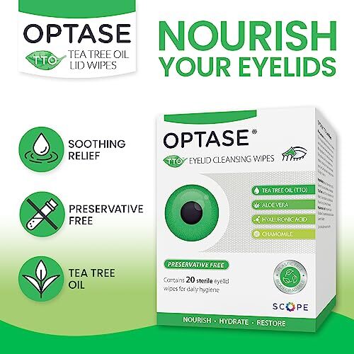OPTASE Tea Tree Oil Eyelid Wipes - Cleansing for Dry Eyes Blepharitis ...