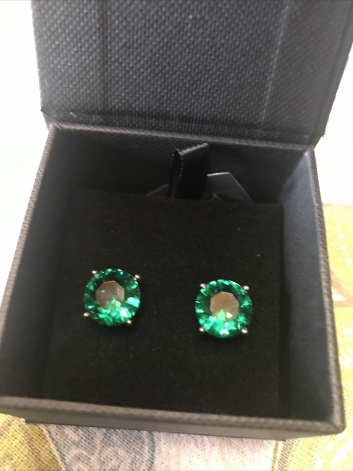 Mary Kay Faux Emerald /green Rhinestone Pierced Stud Earrings Gift Box ...
