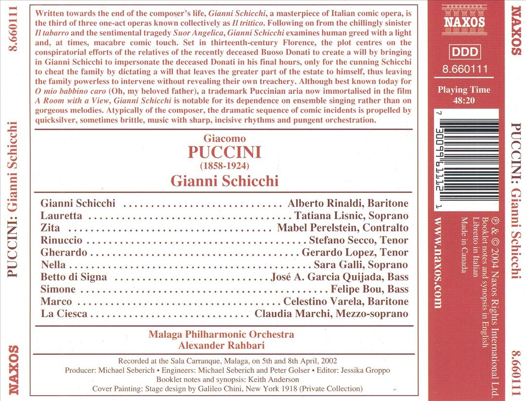 ALEXANDER RAHBARI PUCCINI: GIANNI SCICCHI NEW CD 730099611121 | eBay