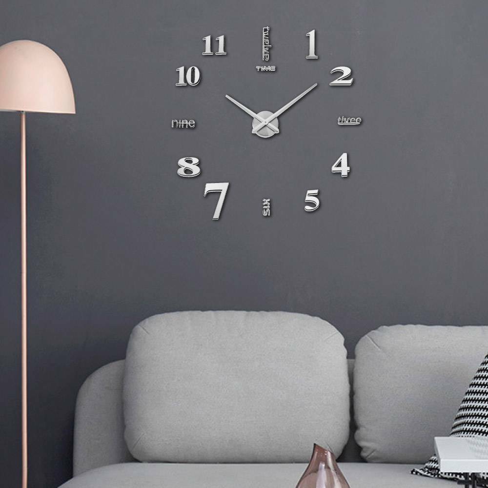 Modern DIY 3D Large Number Wall Clock Mirror Sticker Decor Home Office ...