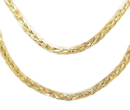 ITALIAN 24” DIAMOND CUT FLAT BRAIDED CHAIN 3.8 MM 14K YELLOW GOLD 8.5 ...