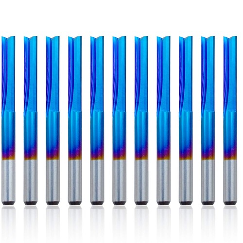 10pcs 1/8" 2-Flute Straight CNC Router Bits End Mill, 1/8” Shank Nano ...