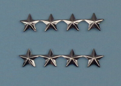 4 Stars 5/8" Polished Silver Collar Pins police chief sheriff Hero's ...