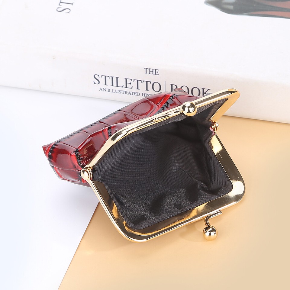 Kiss Lock Coin Purse for Women Small Leather Change Purse Vintage ...