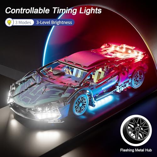 Sport Car Building Block Sets for Adults,Race Car with LED Blue Car ...