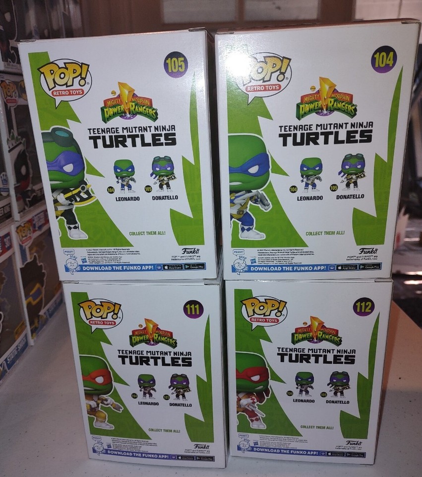 Funko Pop TMNT Power Rangers Set X4 2022 Con. Excl. #104 #105 #111 #112 ...