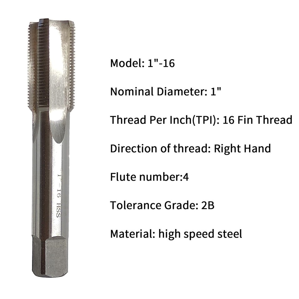 1-16 Tap UNC Right Hand Straight Flute Thread Machine TPI Nominal ...