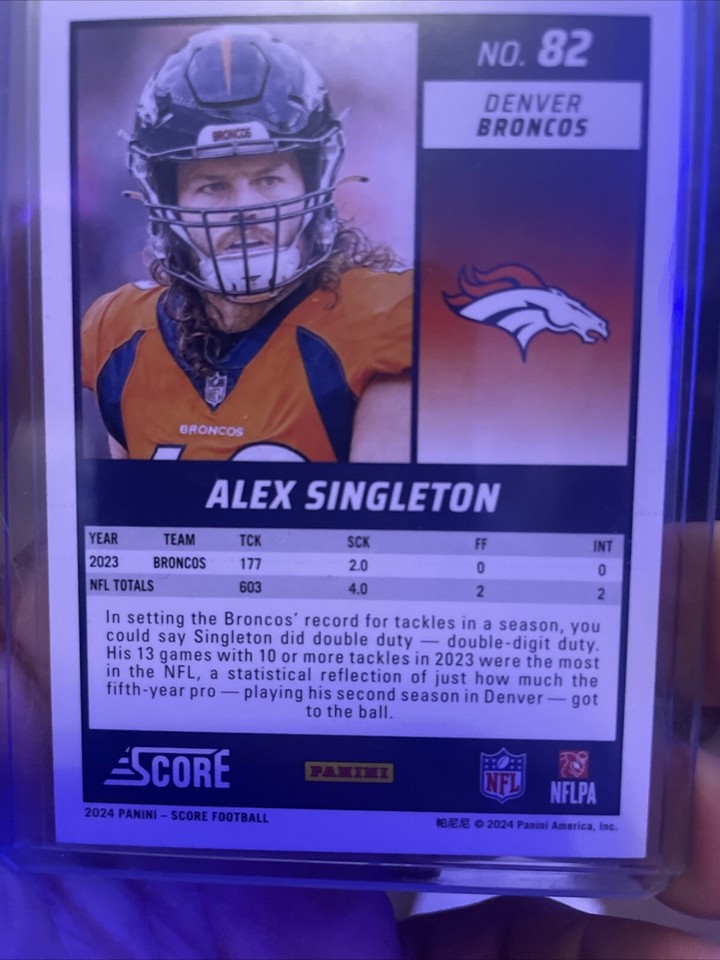 2024 Score - #82 Alex Singleton Red Parallel Denver Broncos Card 🏈 | eBay