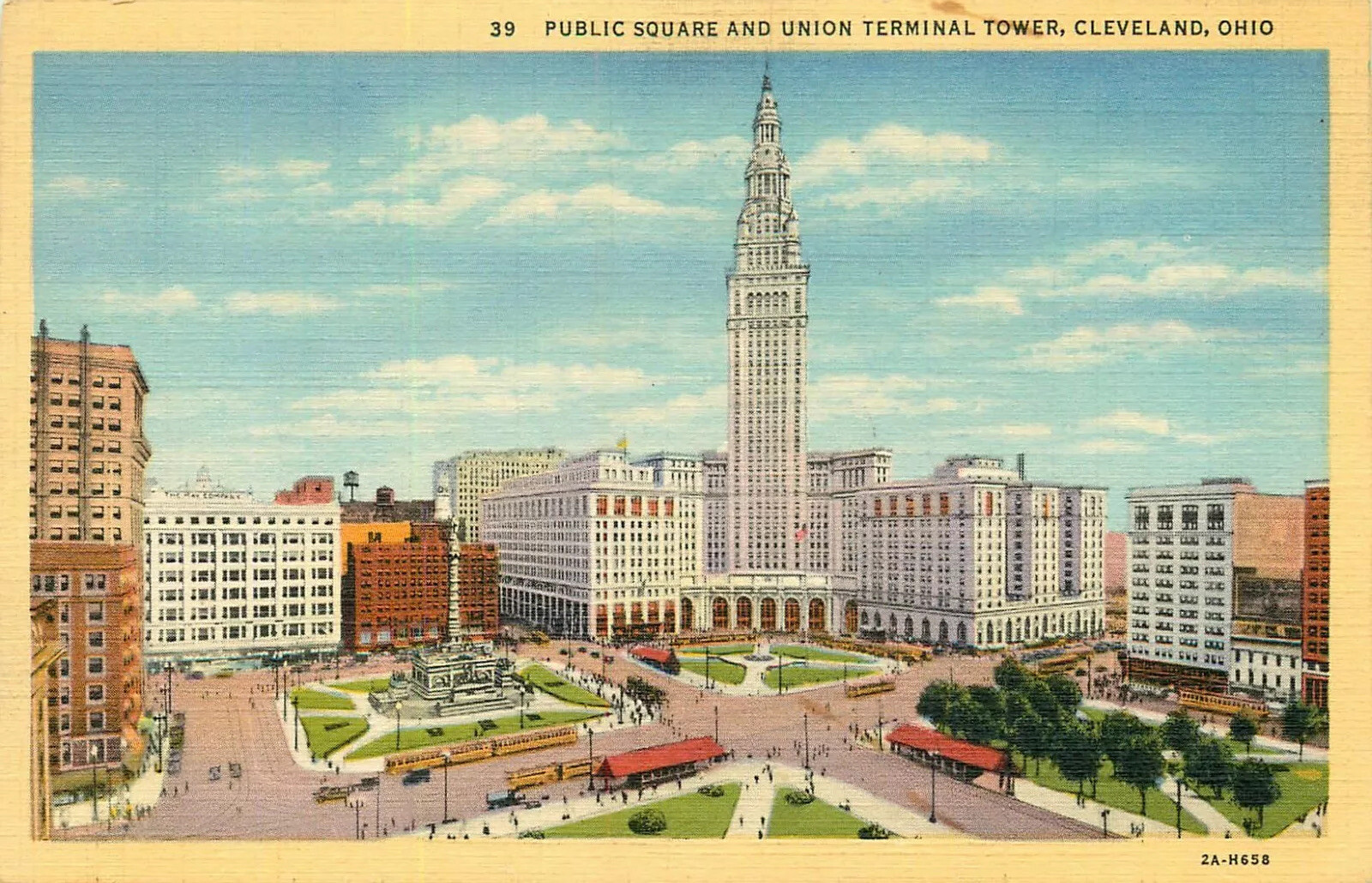 Postcard Ohio Union Terminal Tower 1941 Buy Defense Bonds Cancel | eBay