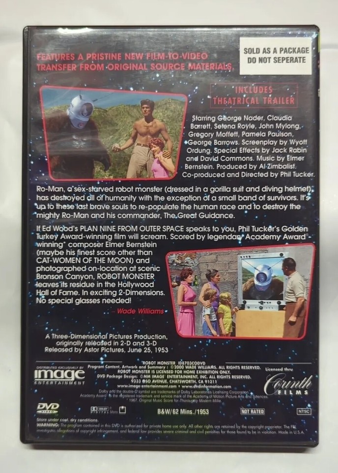 Robot Monster 1967 (2000 Image Entertainment DVD Phil Tucker NR) George ...
