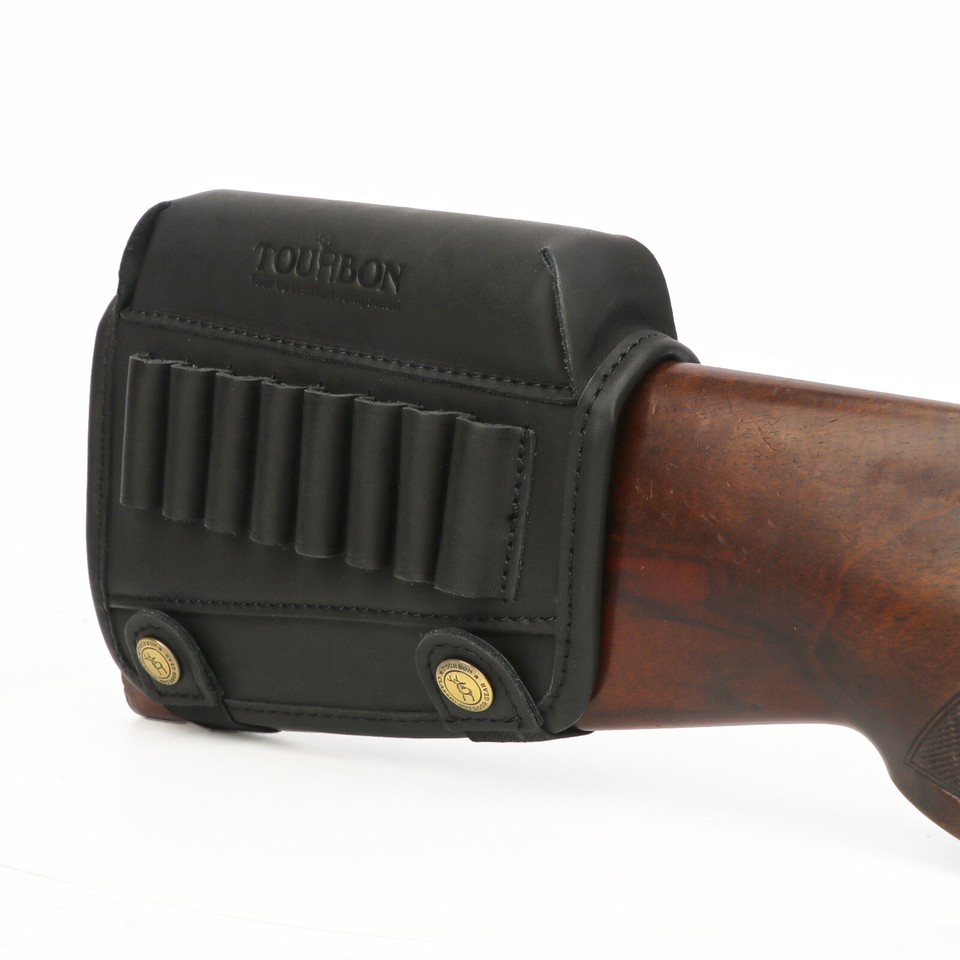 TOURBON Leather Shooting Rifle Cheek Rest Comb Riser Ammo Holder Cover ...