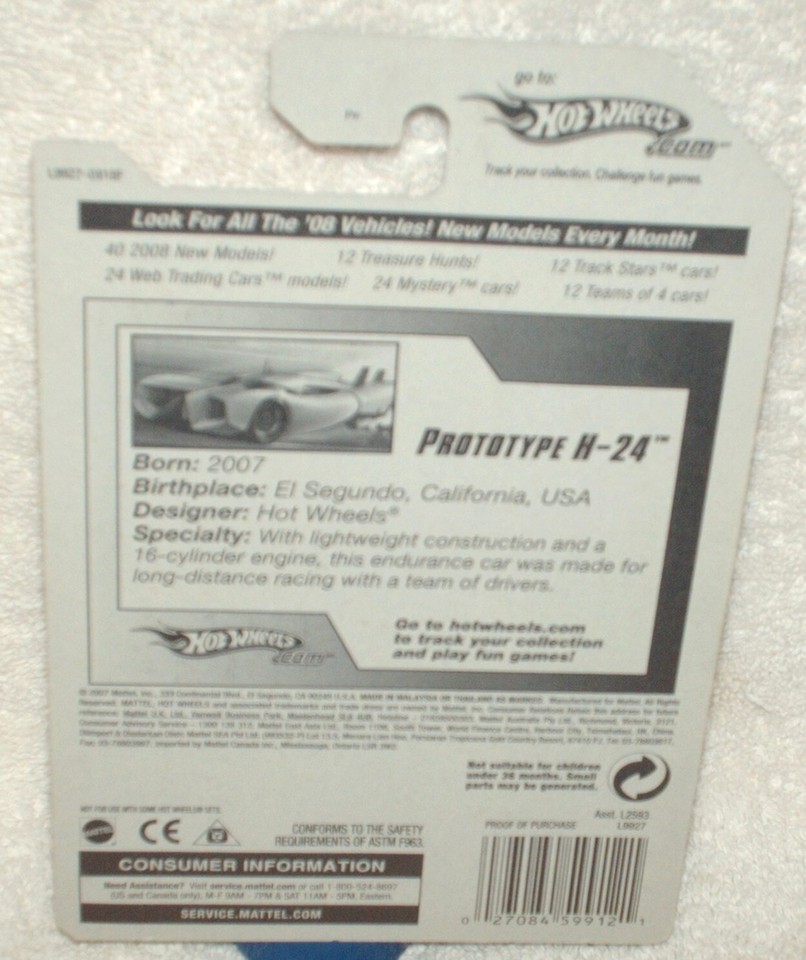 Hot Wheels 2008 New Models #12 Prototype H-24 light blue,ex.card,i ...